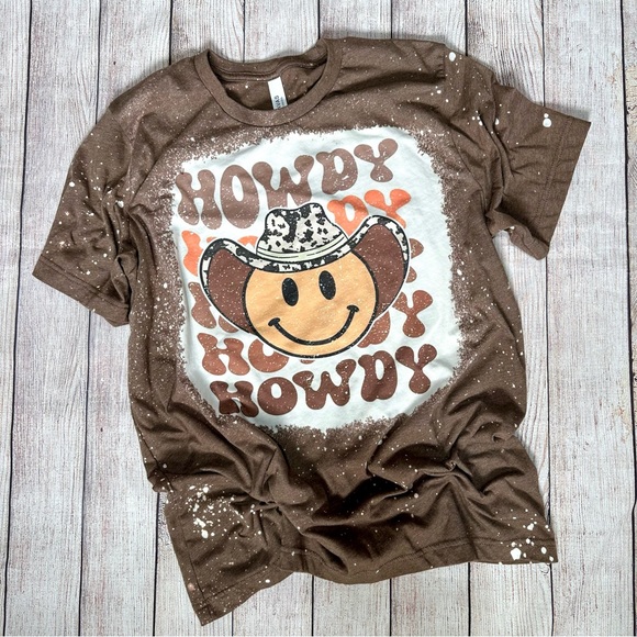 Bella Canvas | Tops | Womens Cute Howdy Western Smiley Face Brown ...